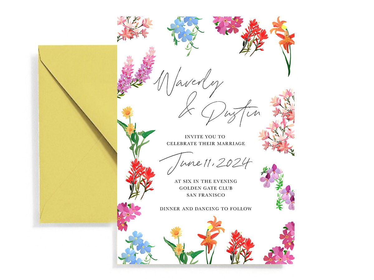 Mountain Wildflowers Wedding Invitation - Etsy