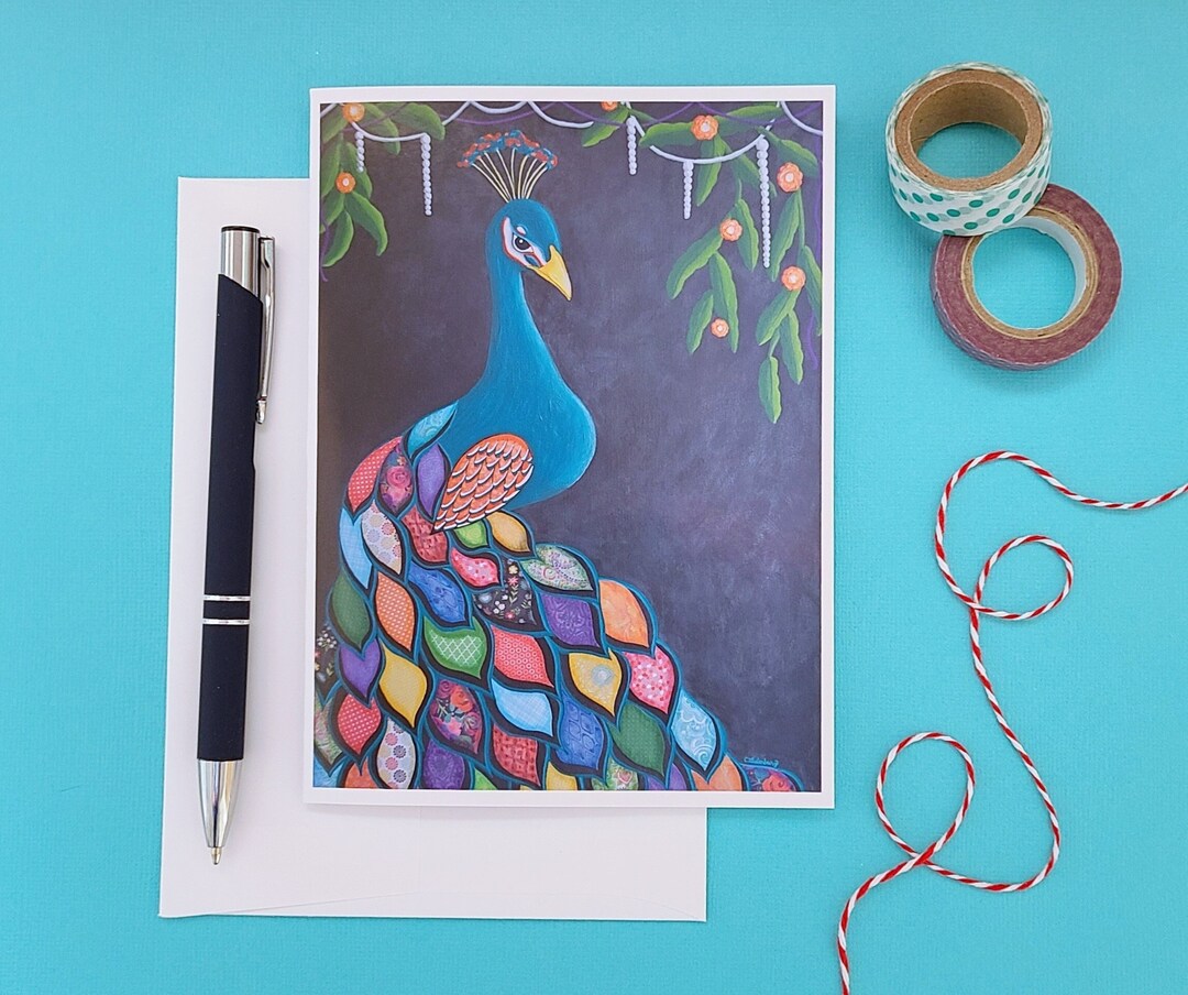 Peacock Card. Peacock Art. Peacock Lover Gift. Peacock - Etsy