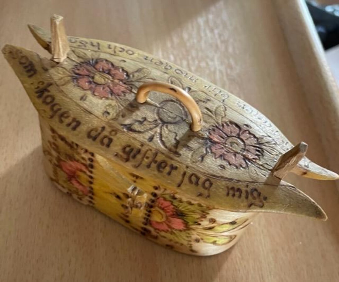 Swedish Antique Woooden Box / Tina Box / Unique Text/ Bridal Gift - Etsy