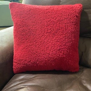 Red Faux Fur Sherpa Pillow Measuring 15x15. Beautiful yet Simple and ...