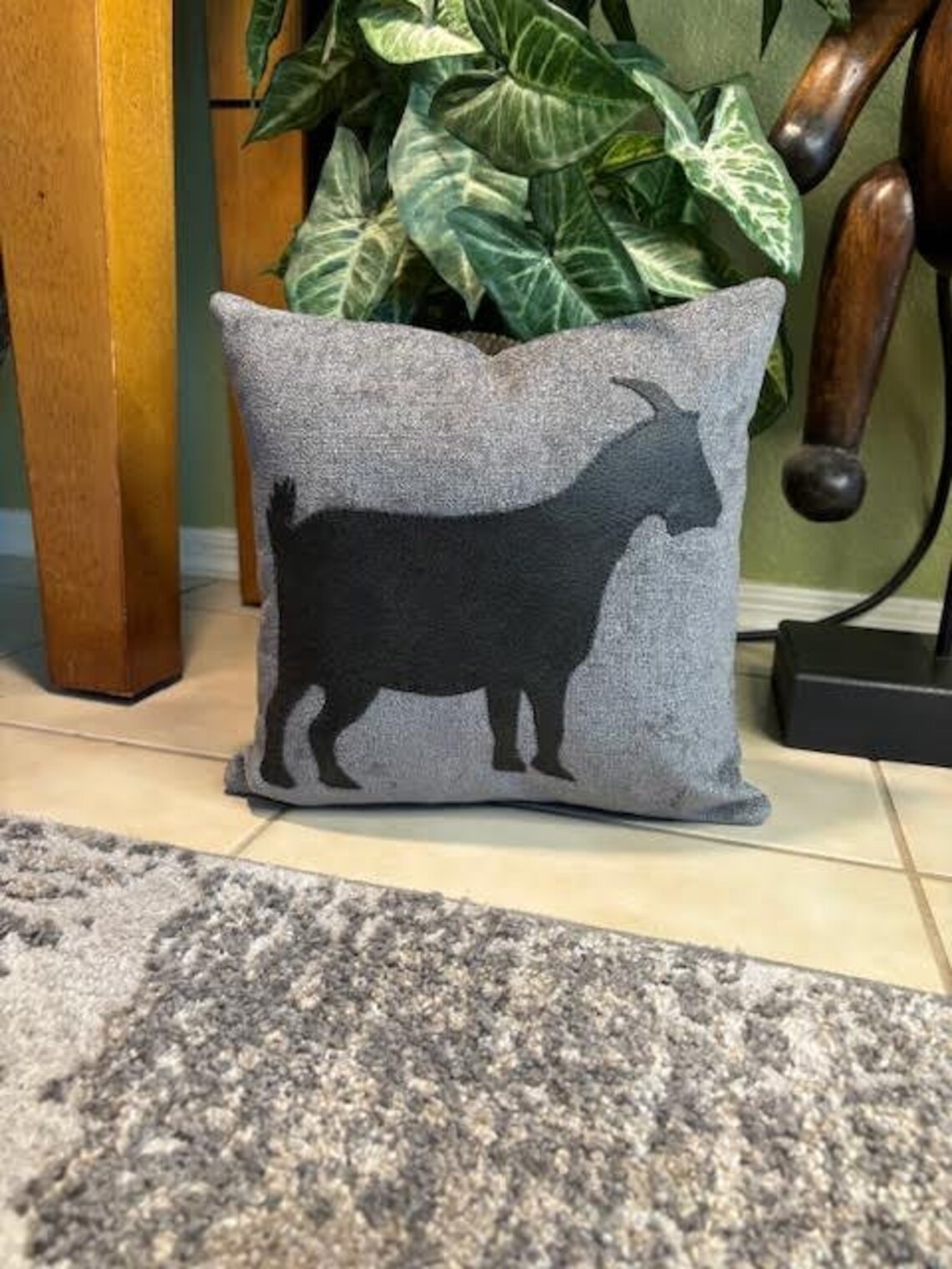 Handmade Adorable Goat Themed Throw Pillow 12X12 - Upholstery Quality ...