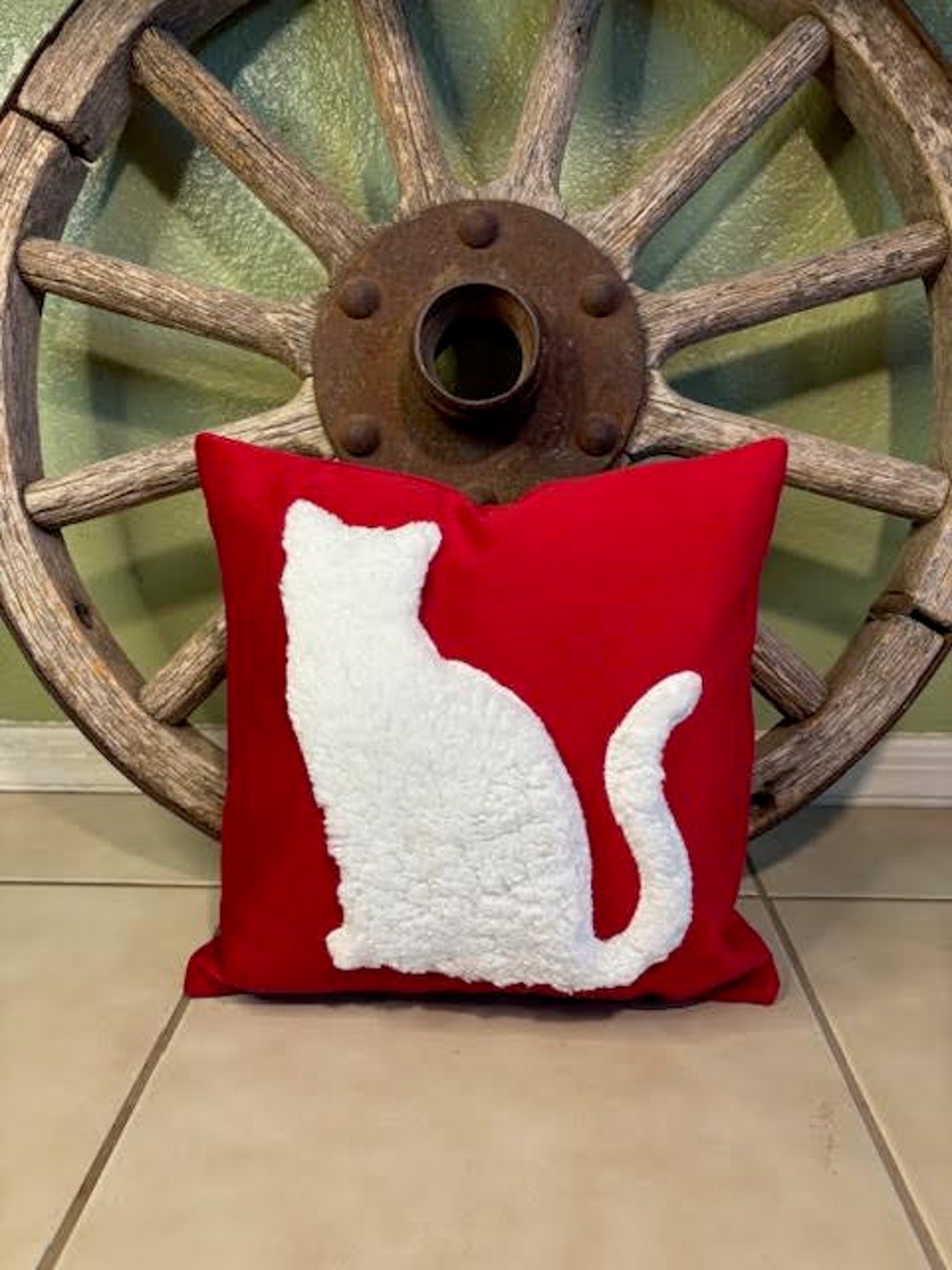 Adorable Cat Themed 12x12 Decorative Throw Pillow - Background and Back ...
