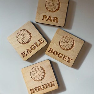 Golf Gift Coasters Set of 4 Maple Wood Drink Holder | Gift for Him ...