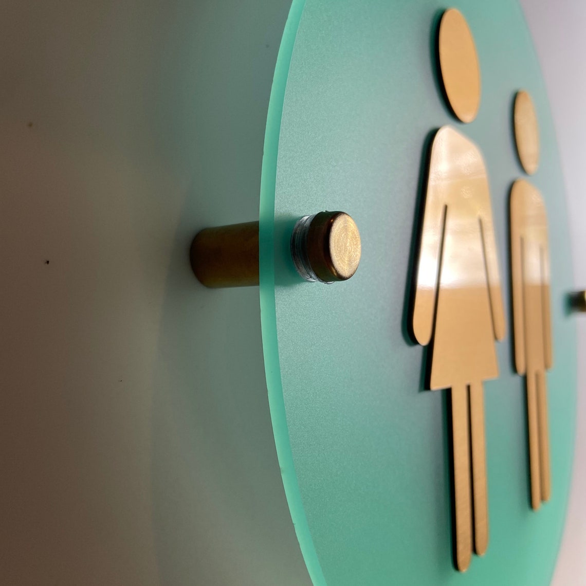 Aqua Blue and Gold Acrylic Bathroom Sign | Unisex Men Women Handicap ...