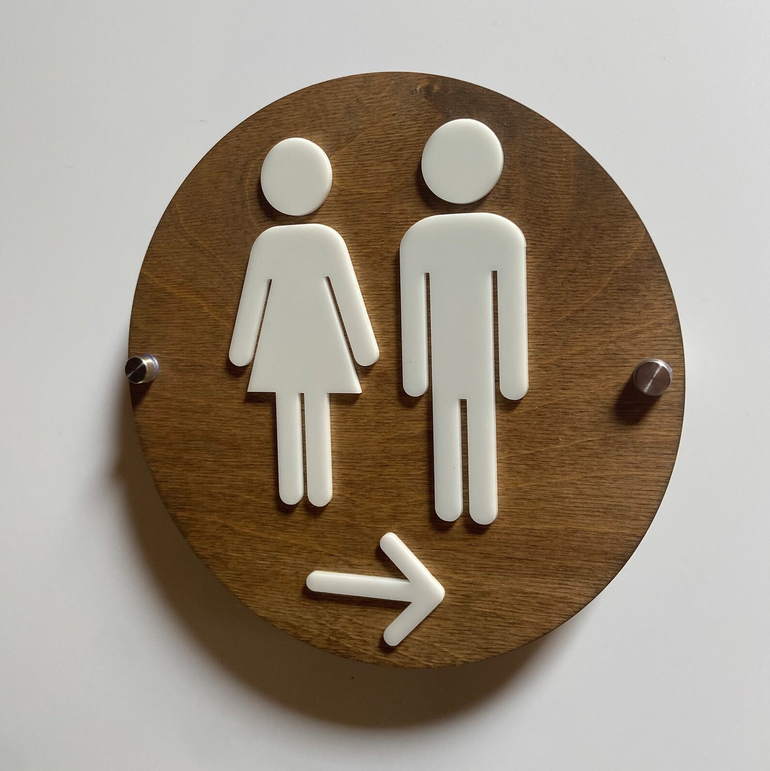 Wood and Acrylic Bathroom Directional Arrow Sign | Unisex Men Women ...