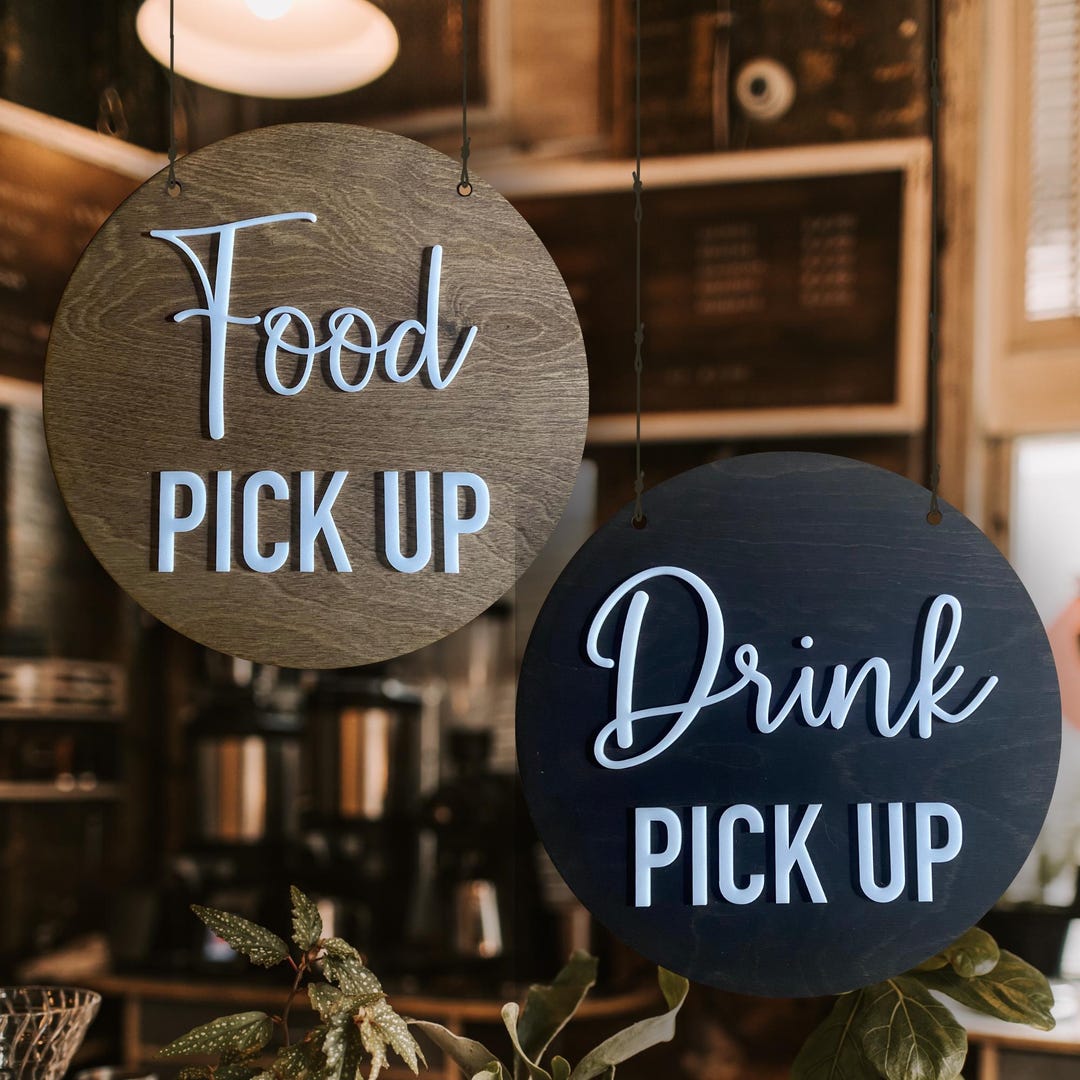 Drink Pick up Food Pick up Sign | Custom Coffee Shop Restaurant Cafe ...
