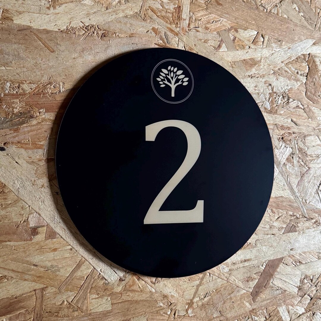 Room Number Sign With Custom Logo Addition | Engraved Acrylic With ...