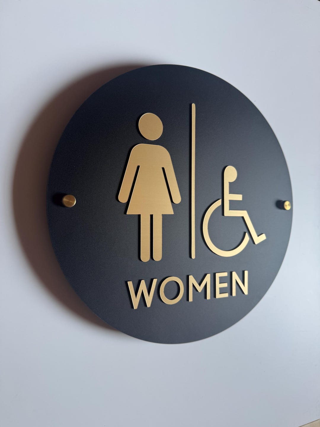 Black and Gold Acrylic Bathroom Sign | Unisex Men Women Handicap ...
