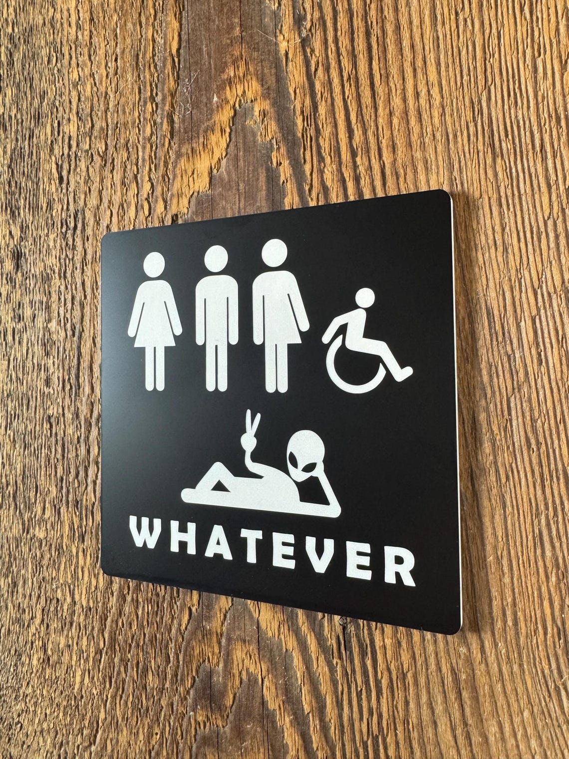 Whatever Gender Neutral Alien Bathroom Sign 6x6 or 9x9 | Cafe Restroom ...