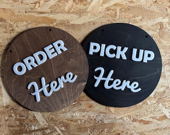 Order Here Sign Pick up Here Sign Pay Here Sign for Business Wooden ...