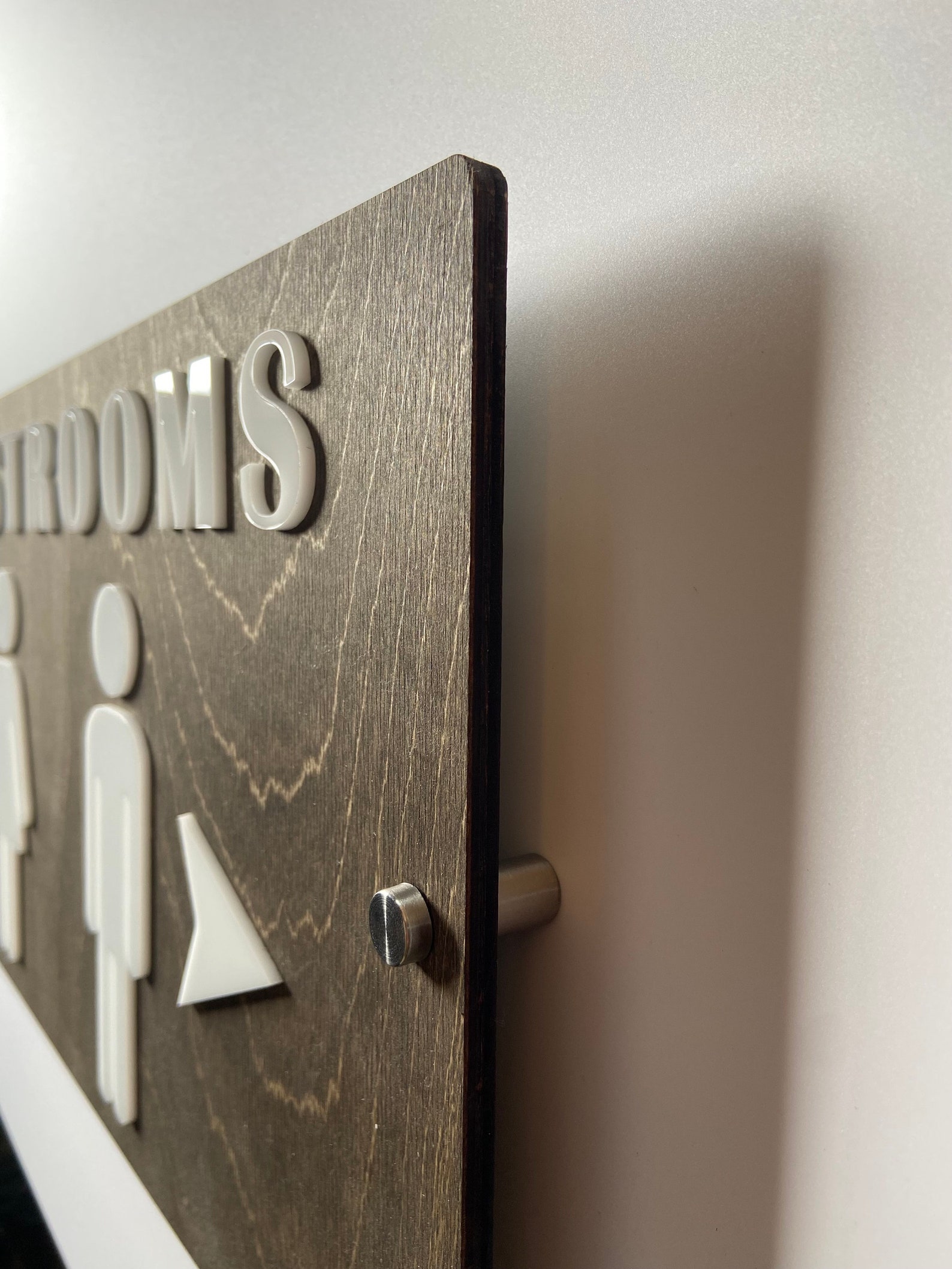 Wood & Acrylic Directional Arrow Bathroom Sign | Unisex Men Women ...