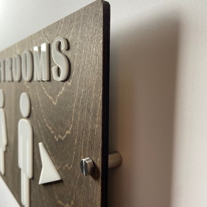 Wood & Acrylic Directional Arrow Bathroom Sign | Unisex Men Women ...