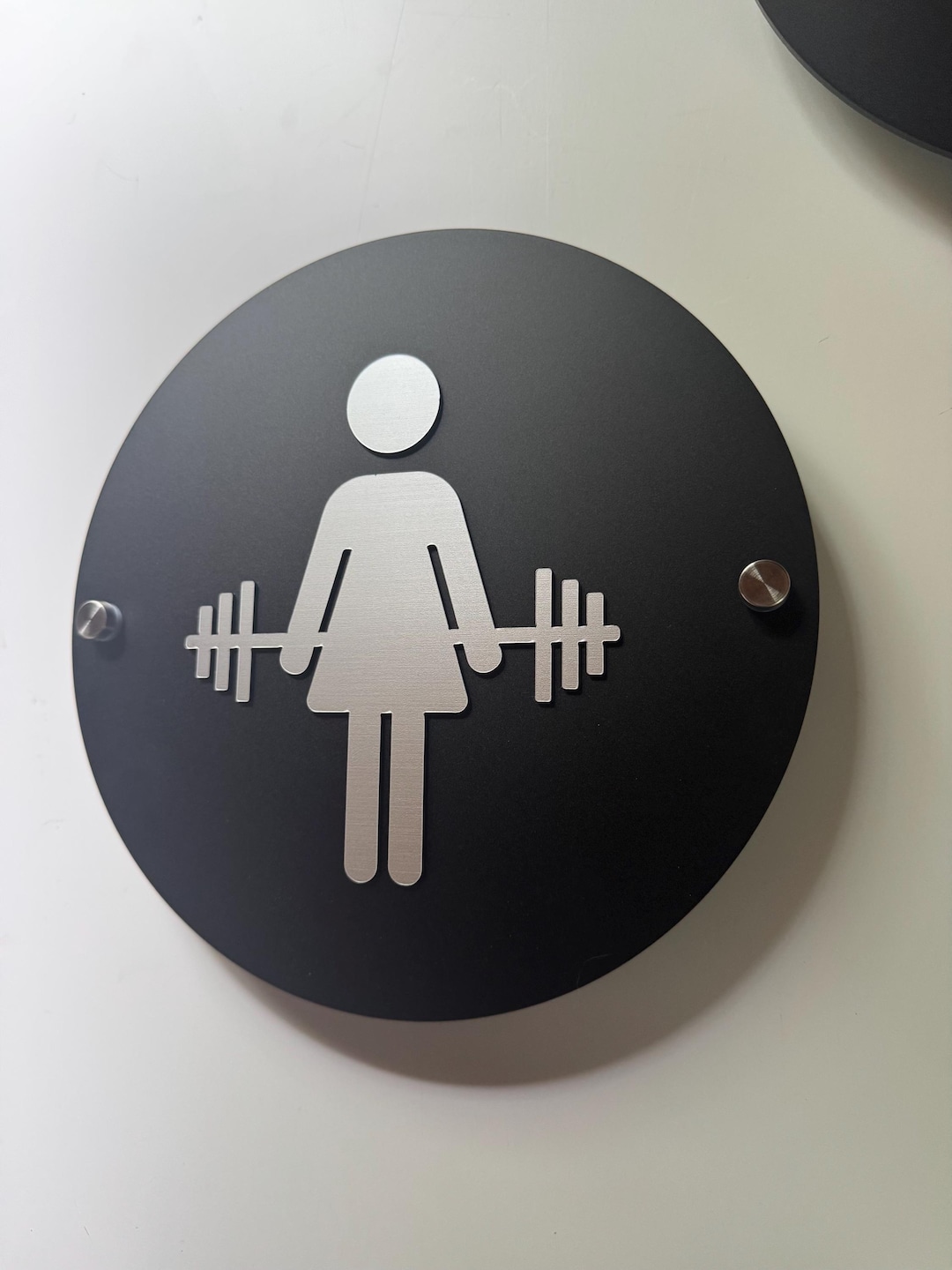 Crossfit Gym Matte Black and Silver Acrylic Floating Restroom Signs ...