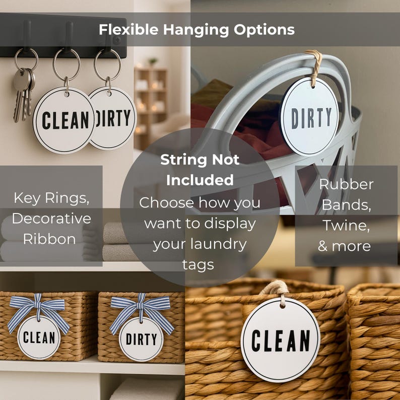 Clean & Dirty Laundry Basket Labels | Hamper Basket Tag Organization ...
