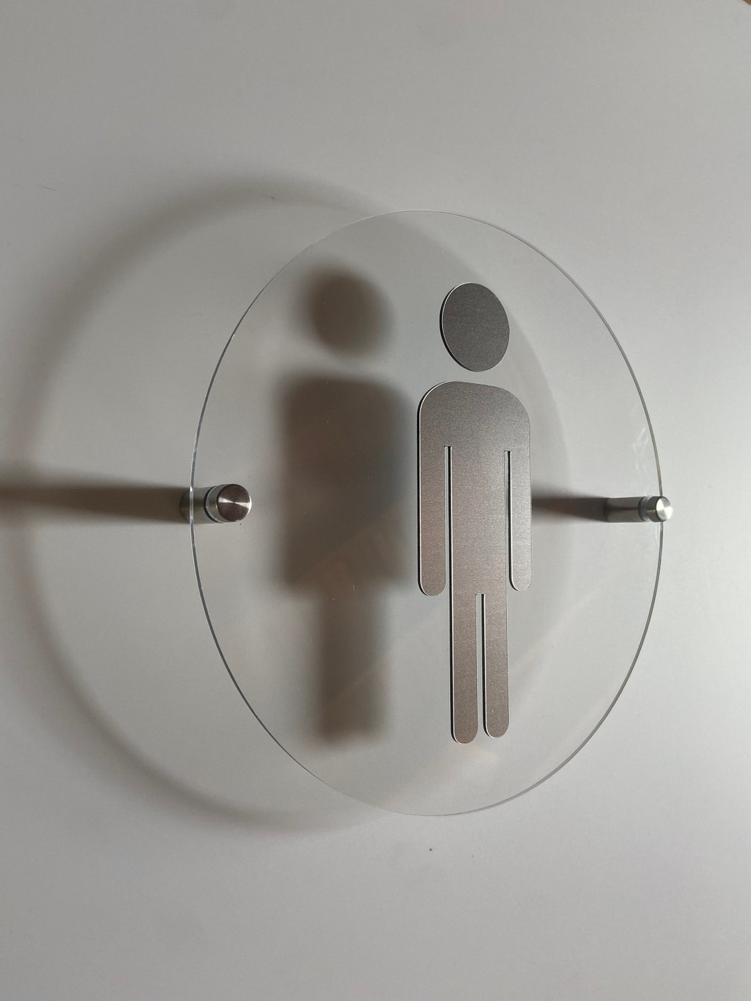 Silver and Clear Acrylic Bathroom Sign | Unisex Men Women Handicap ...