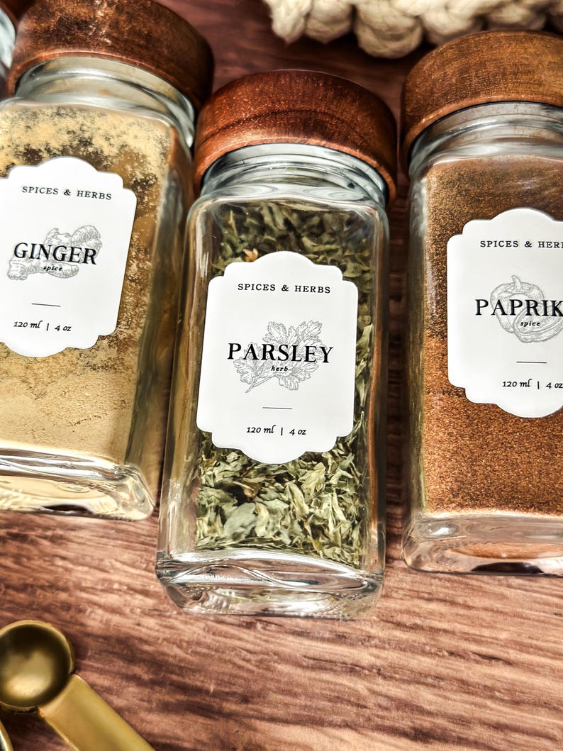 Vintage Style Spice Labels: Water & Oil Resistant, Organization - Etsy