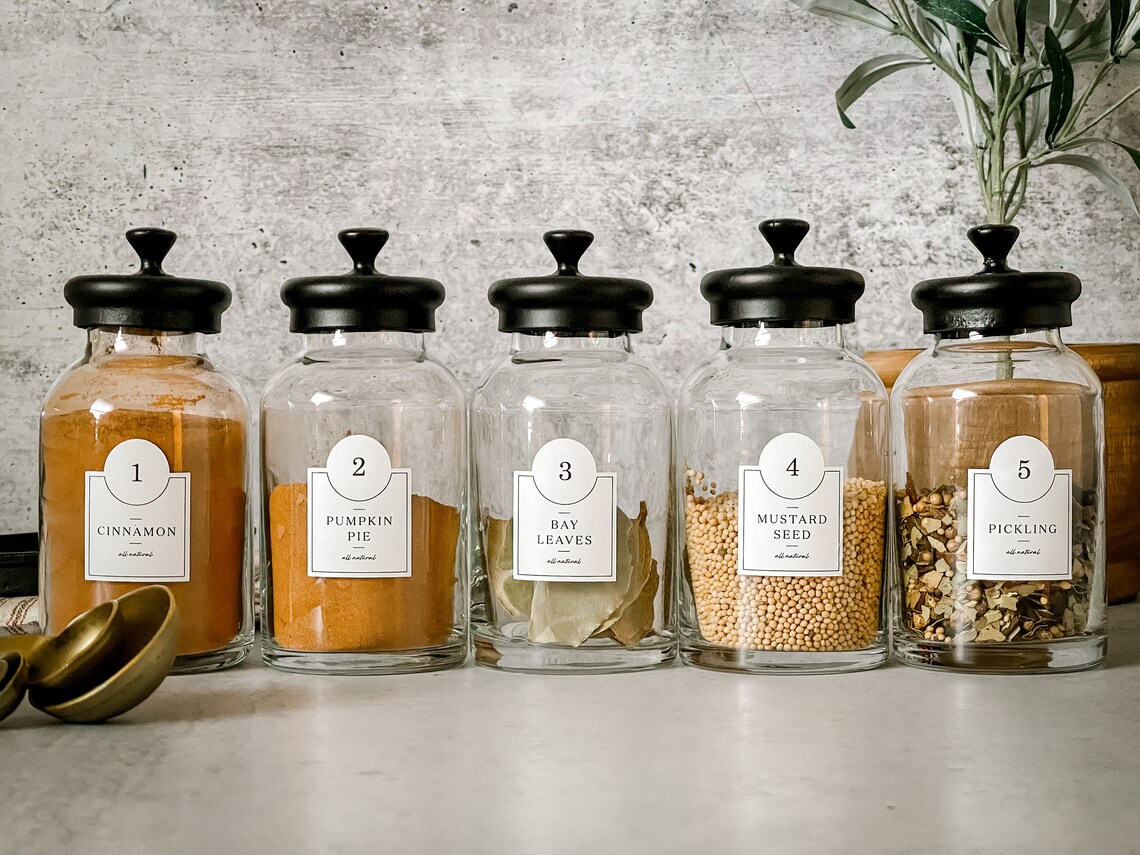 Spice Labels / European Farmhouse Inspired / Numbered Version - Etsy