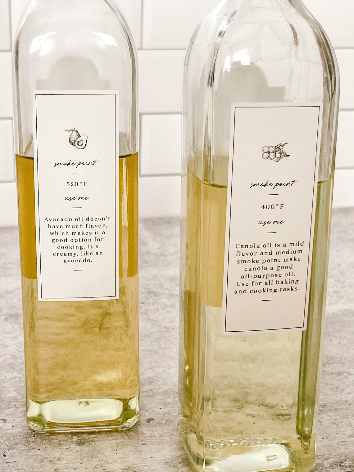 Oil Labels / Smoke Points / Pantry / Jars / Organization / for - Etsy