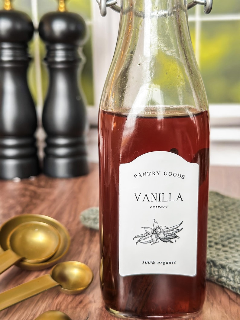 Homemade Vanilla Extract Labels: English Inspired Gift Stickers, Set of ...
