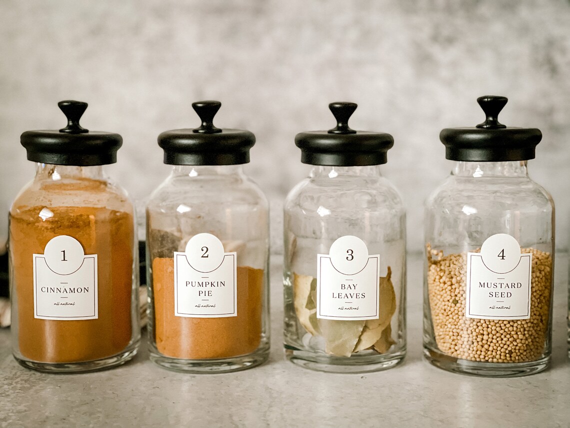 Spice Labels / European Farmhouse Inspired / Numbered Version - Etsy