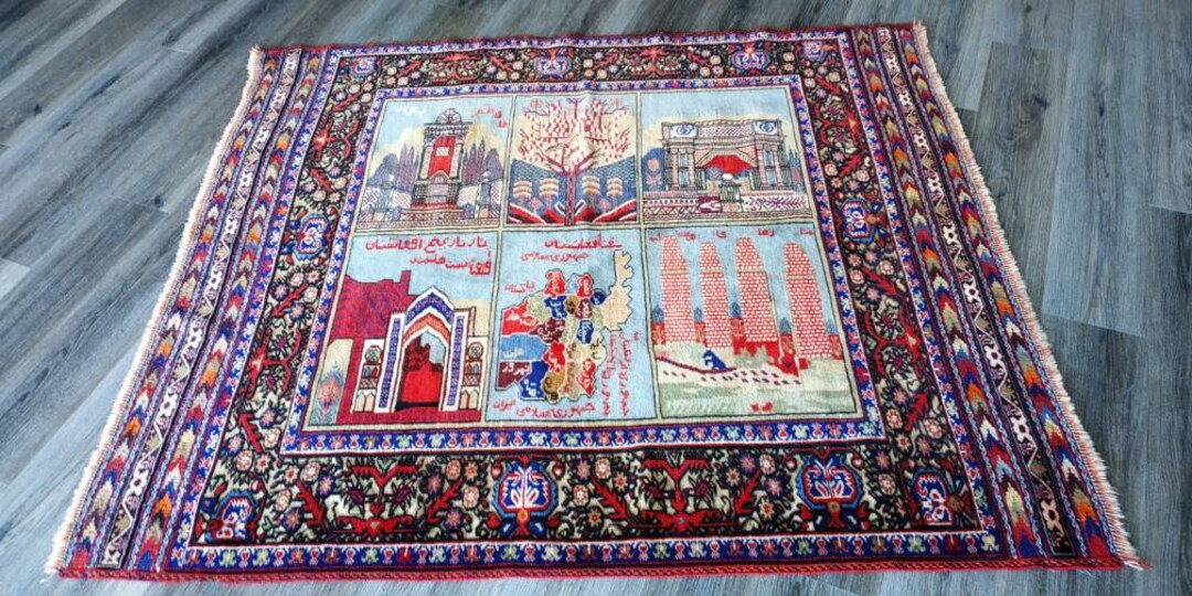 Vintage Wall Handing Rug, Pictural Rug, Wall Decor, Historical Design ...
