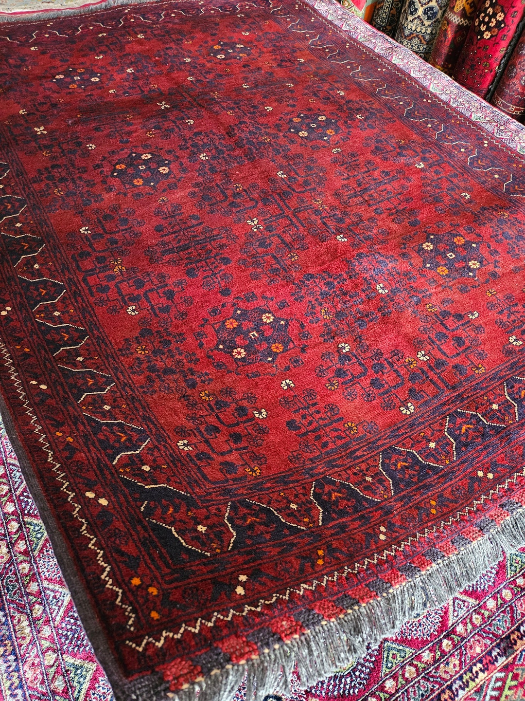 Red Bokhara Rug, Soft Turkmen Area Rugs Living Room Bedroom Entryway ...