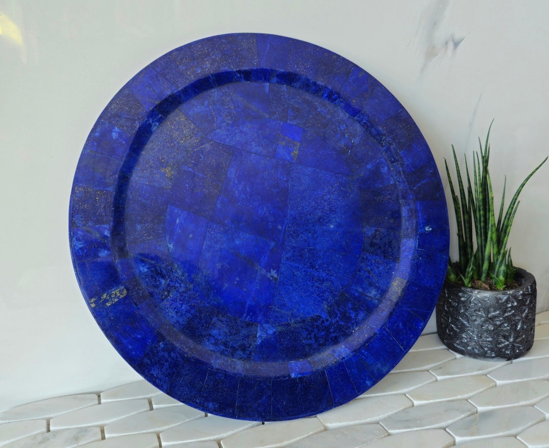 30 Cm Pure Lapis Lazuli Plate Dish, Gemstone Crystal, Dinnerware ...