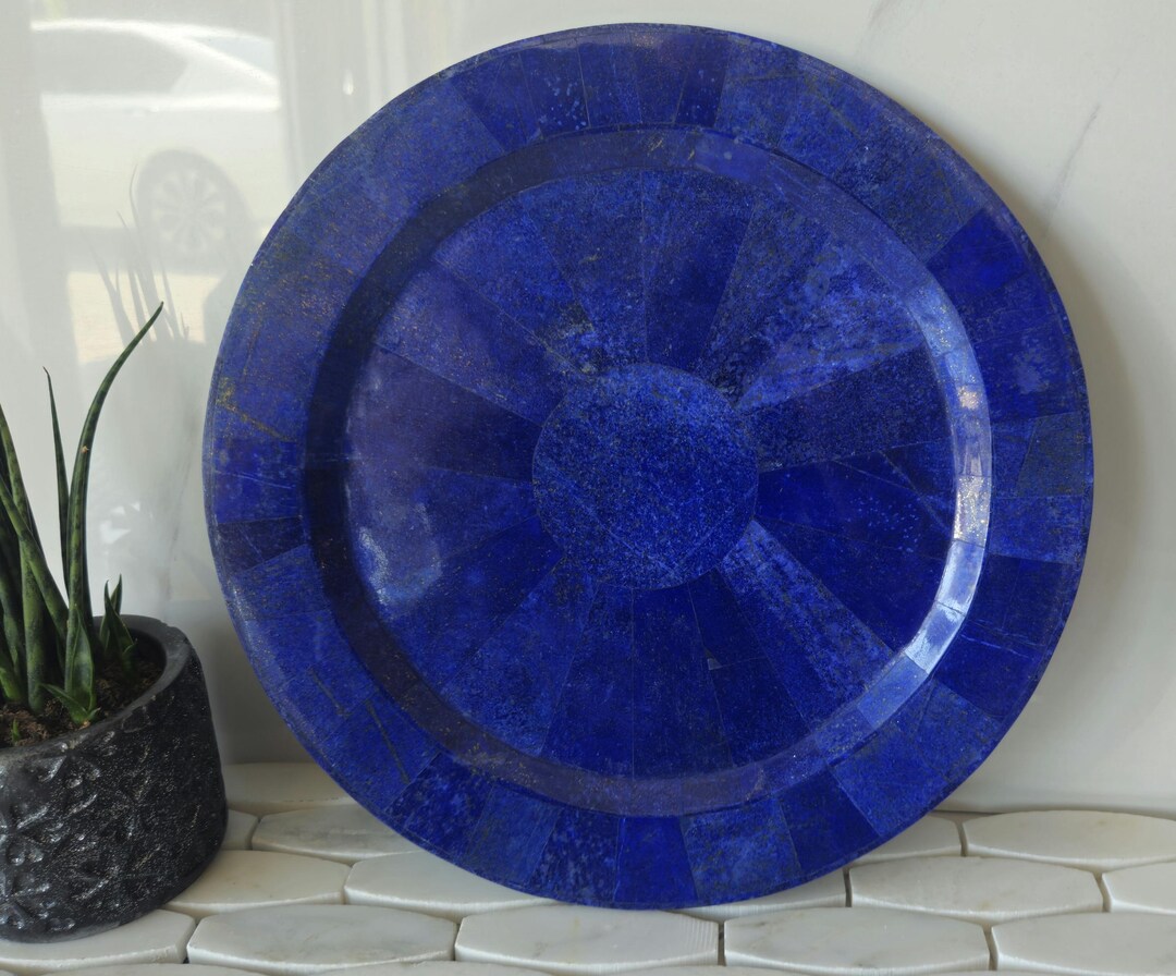 25 Cm Pure Lapis Lazuli Plate Dish, Gemstone Crystal, Dinnerware ...