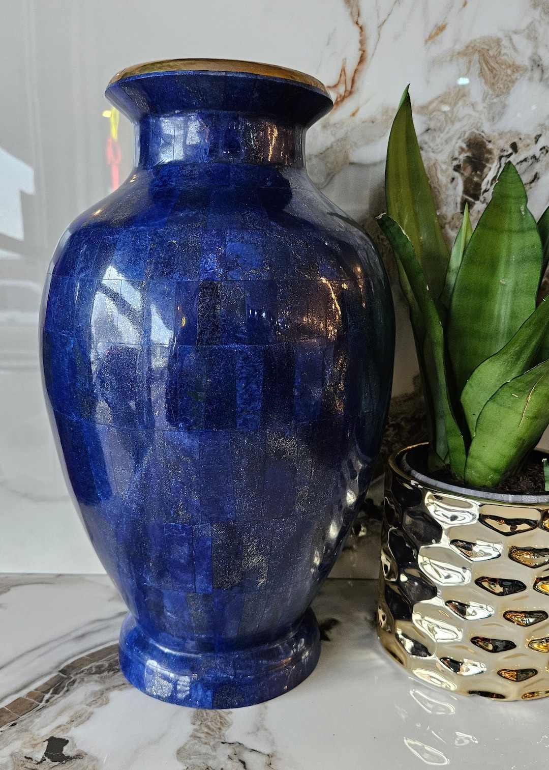 A+++ Lapis Lazuli Vase, Gemstone Vase, Flower Pot, Crystal Pot, Blue ...