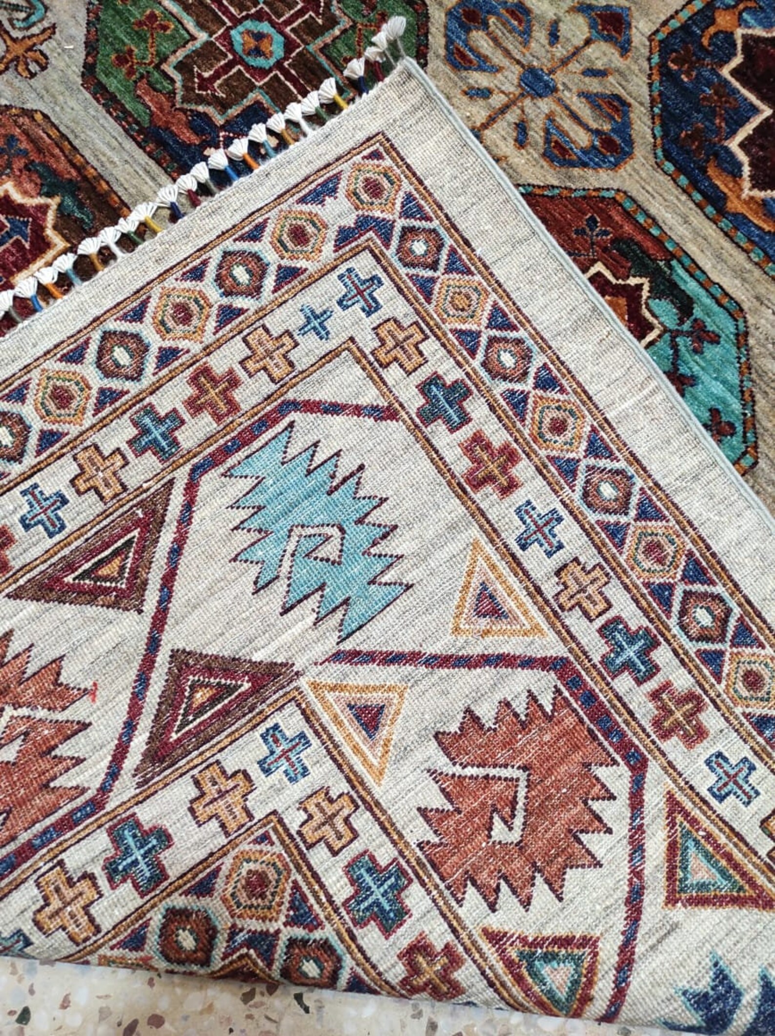 8 X 11 Ft Merinos Afghan Large Chibi Rug, Well-made Soft Geometric Hand ...