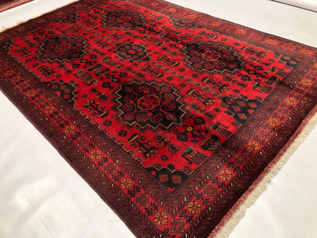 6x8 Feet Handamde Afghan Rug Persian Styled Red Carpet, Khal Mohammadi ...