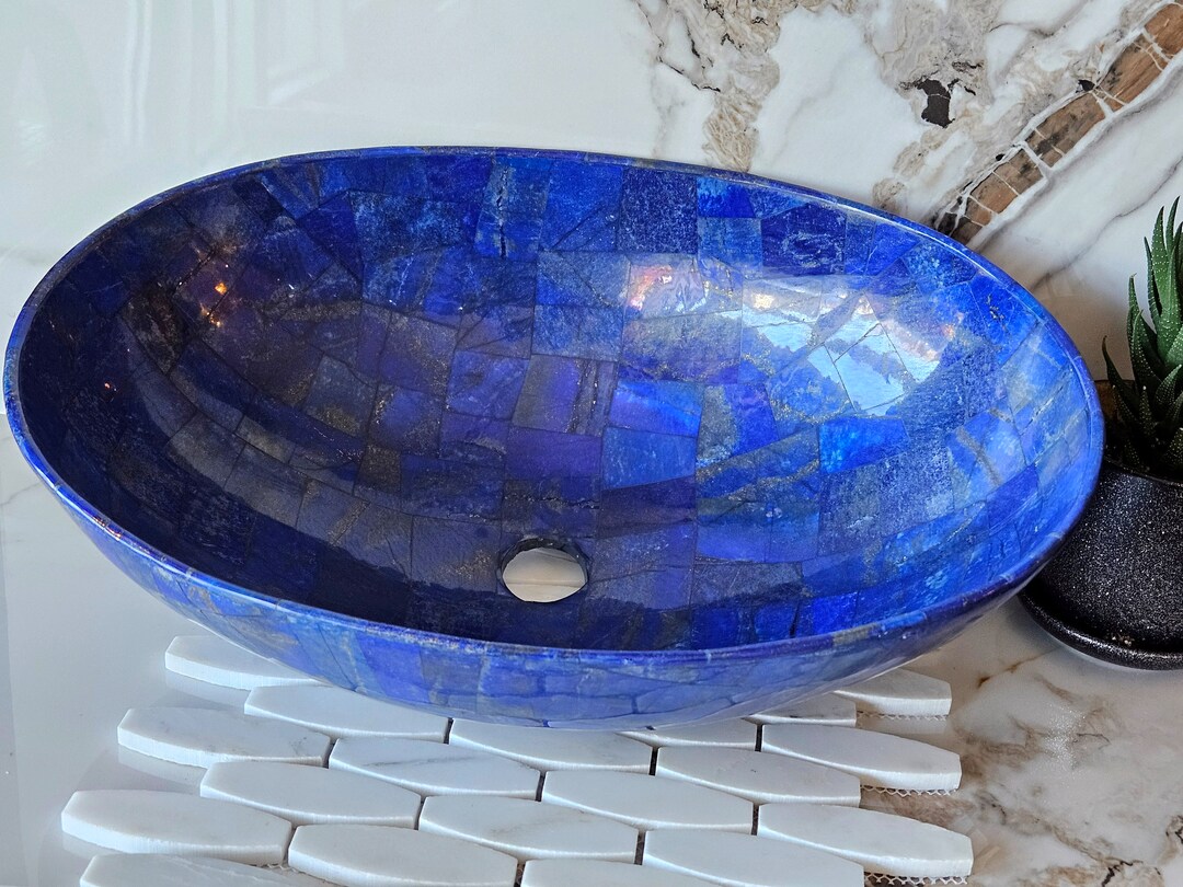Lapis Lazuli Stone Sink Random Work Elegant Design Kitchen Vessel for ...