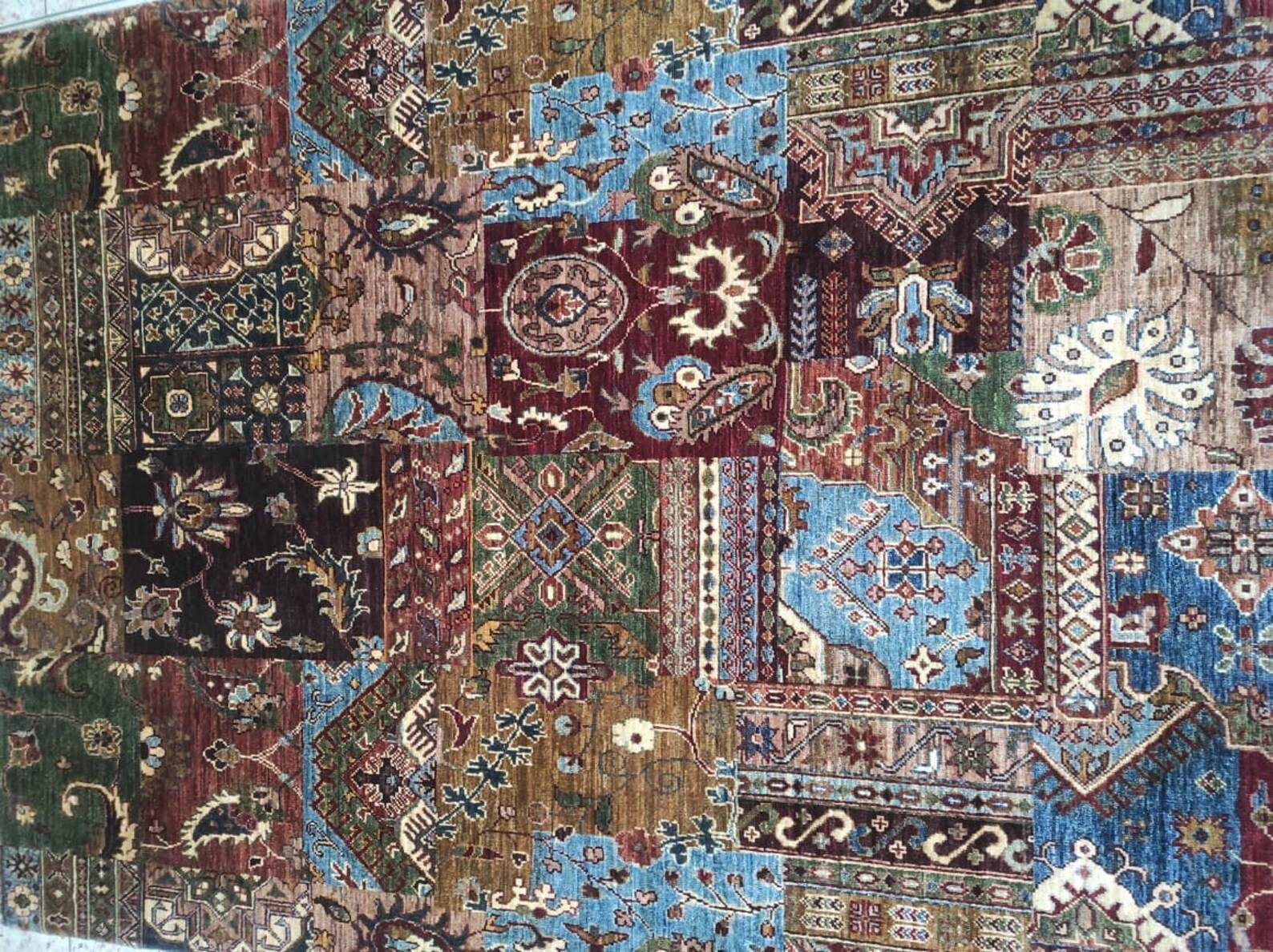 Blue Rug Persian Design Living Room Size Merinos Afghan Handmade Rug ...