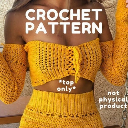 Crochet Lace Long Sleeve Crop Top Pattern Pdf Crochet Etsy