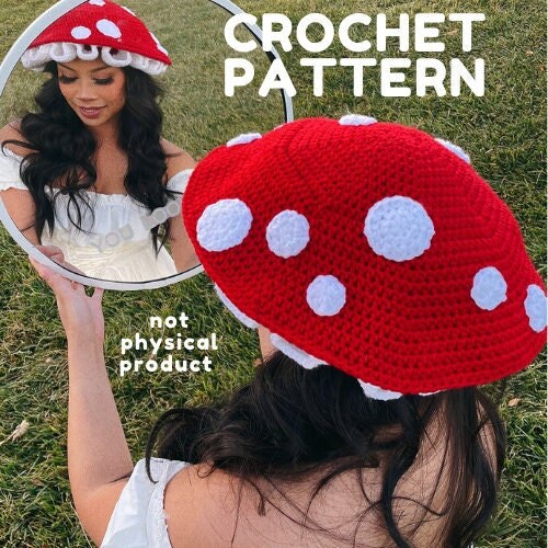 Crochet Mushroom Toadstool Hat PATTERN ONLY - Etsy