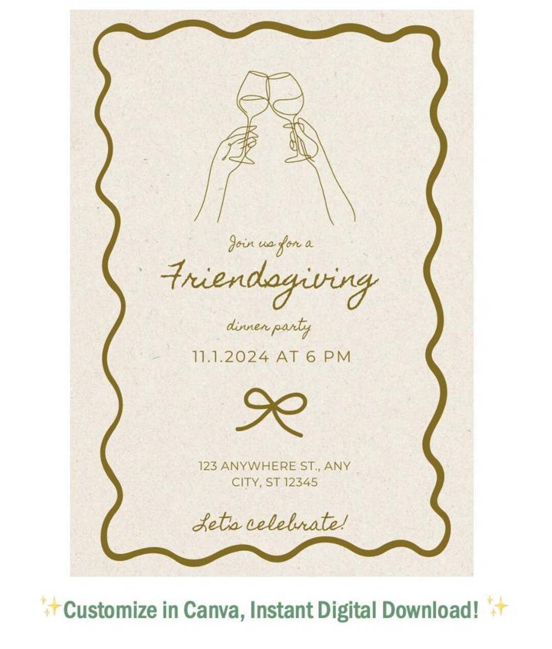 Friendsgiving Dinner Party Invitation | Customizable Template (digital ...