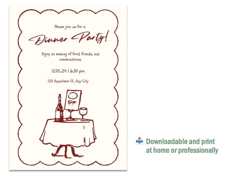Dinner Party Invitation Template | Customizable Invite (digital ...