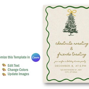 Christmas Dinner Party Invitation Template | Festive Holiday Invite ...