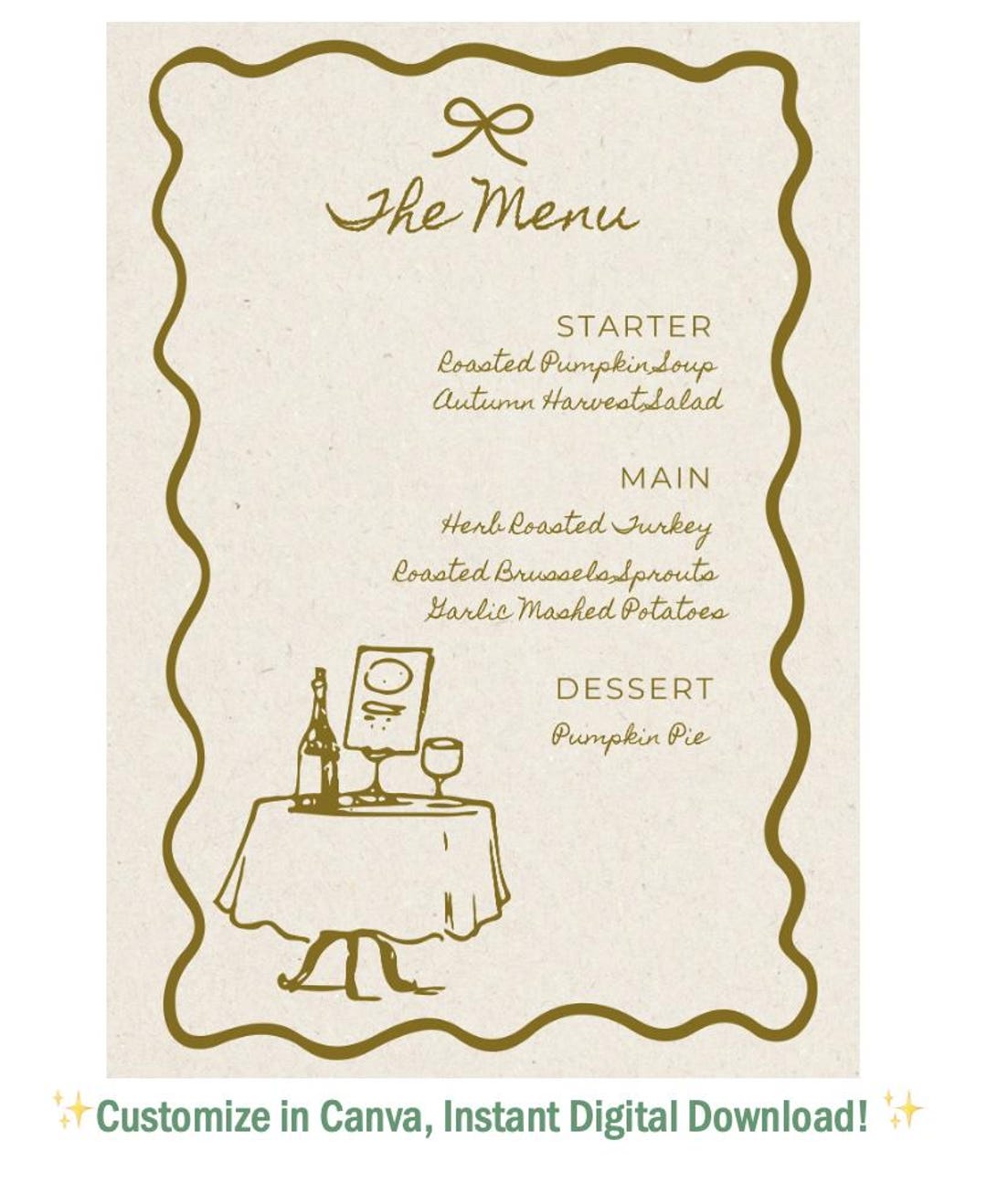 Aesthetic/trendy Dinner Party Menu (digital Download) - Etsy