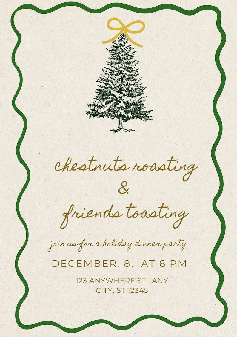 Christmas Dinner Party Invitation Template | Festive Holiday Invite ...