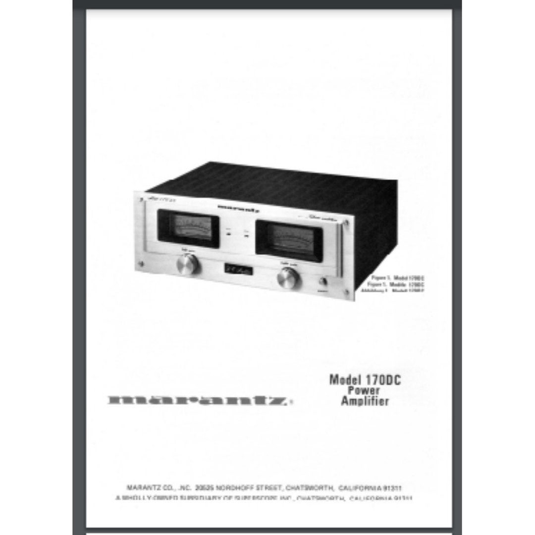 Marantz Model 170DC Power Amplifier Owner Manual 27 Pages Comb Bound - Etsy