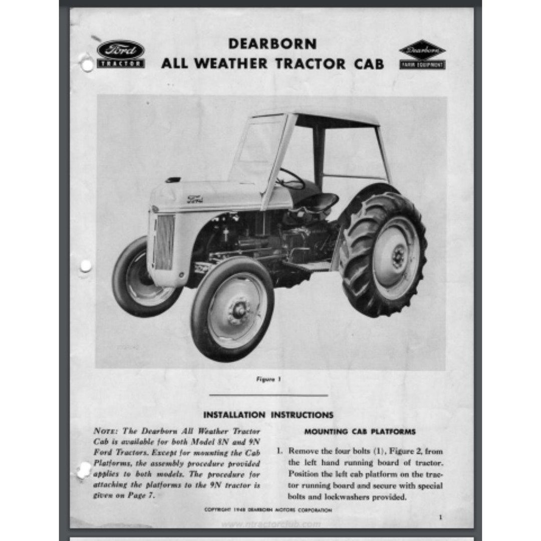 Dearborn All Weather Tractor Cab Installation Instructions for Ford N ...