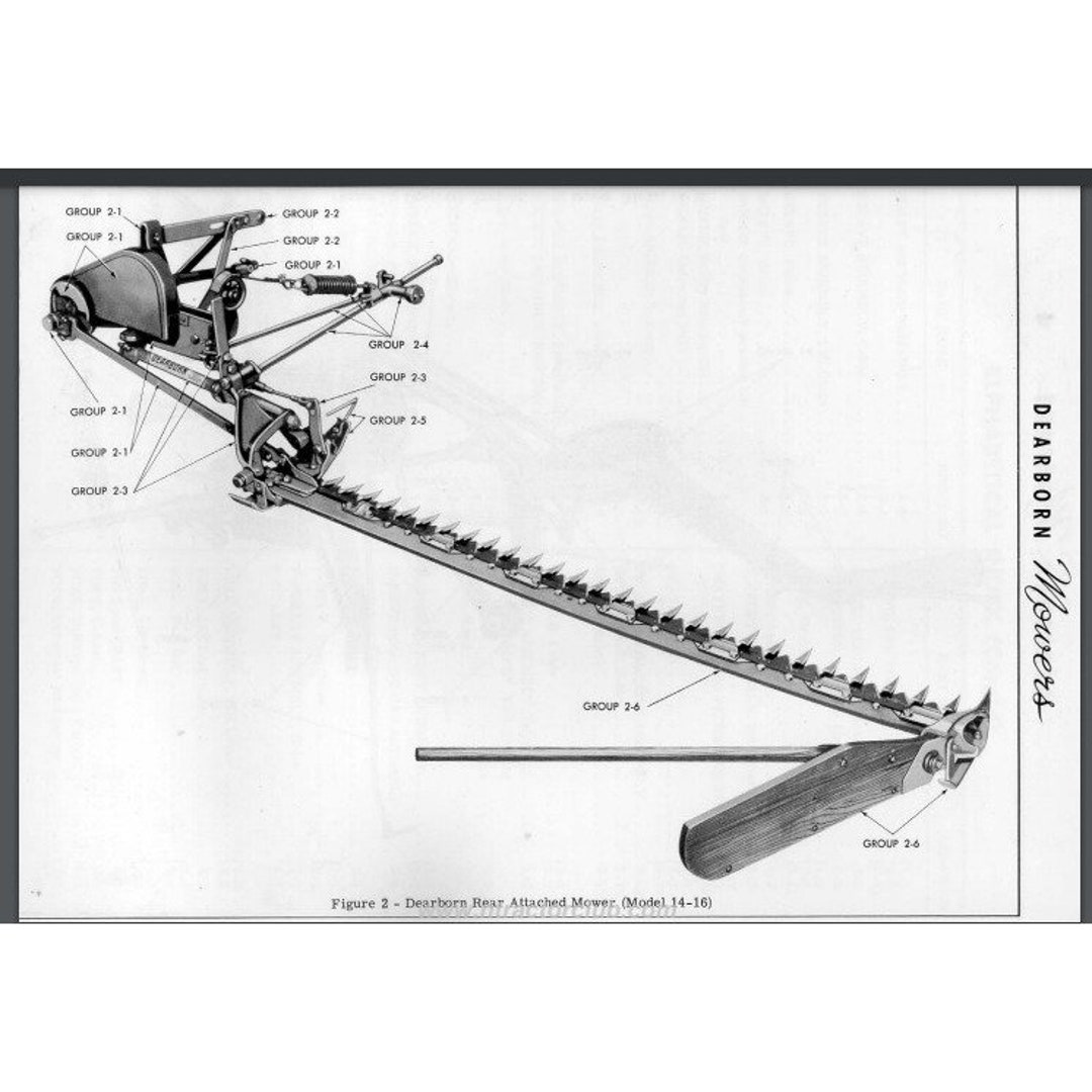 Dearborn Rear Attached Sickle Mower Models 14-15, 14-16 Parts Manual 16 ...
