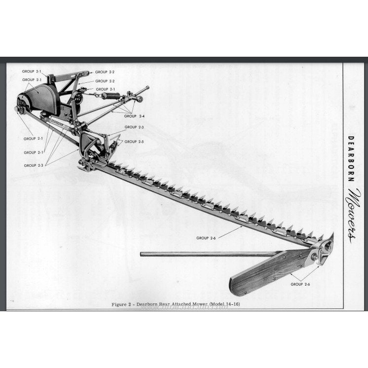 Dearborn Rear Attached Sickle Mower Models 14-15, 14-16 Parts Manual 16 ...