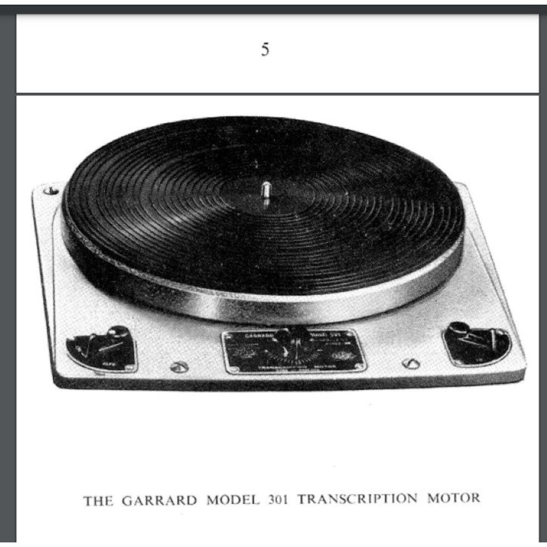 Garrard 301 Turn Table Record Player Owner and Parts Manual - Etsy