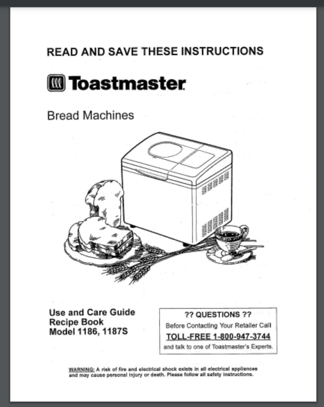 Toastmaster 1187S Bread Maker Machine User and Care Manual 64 Pages - Etsy