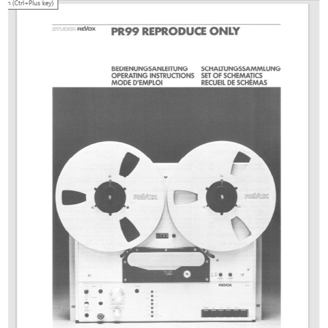 Revox PR99 Mk2 Reel to Reel Owner Manual 52 Pg. Comb Bound Gloss Covers ...