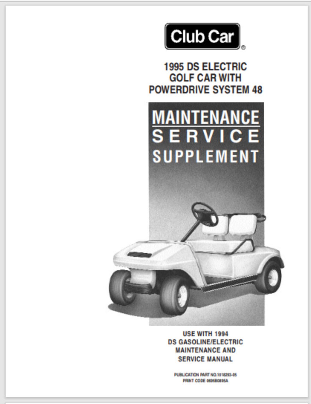 1994 Club Car Powerdrive System 48 Electric Service Manual Supplement ...