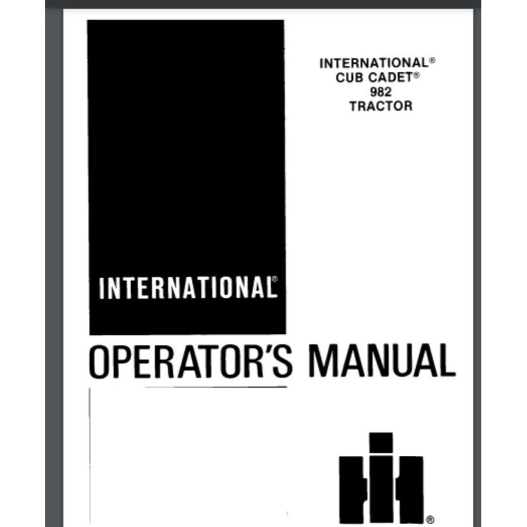 Cub Cadet International 982 TRACTOR Owner Manual 42 Pages Comb Bound - Etsy