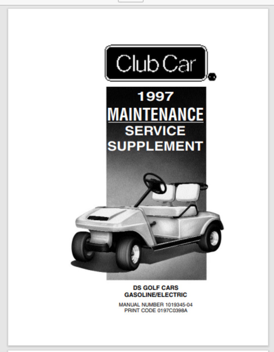 1997 Club Car DS Series Golf Cart Supplement Service Manual 164 Pages ...